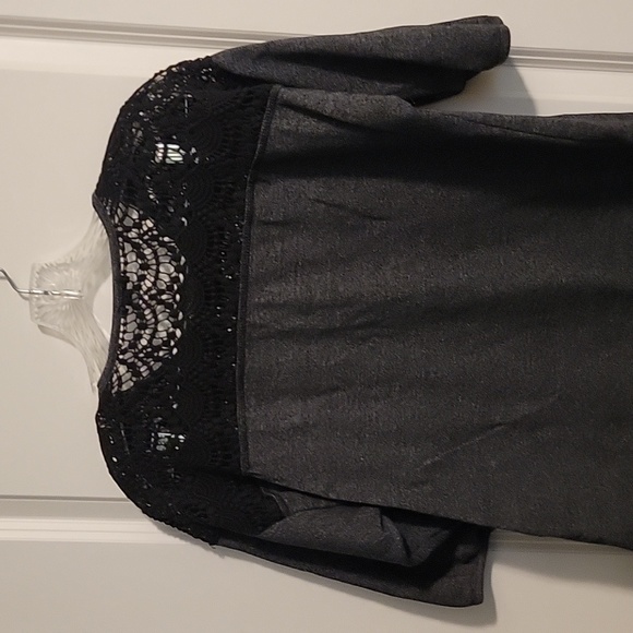 Hannah | Sweaters | Hannah Grey Sweater With Black Lace Shoulders ...